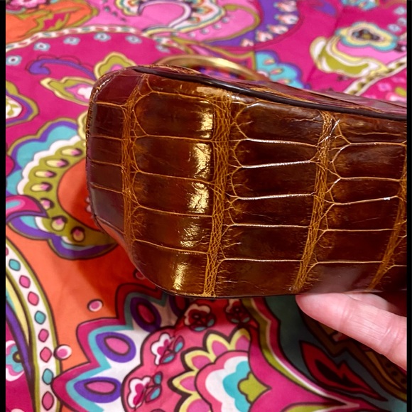Crown Vintage | Bags | Vtg Crown Handbags Brown Genuine Crocodile Brass ...